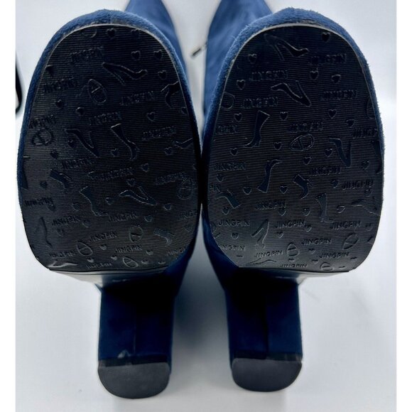 Jingpin | Shoes | Jingpin Boots Blue Suede Heeled Size 65 Nwot | Poshmark